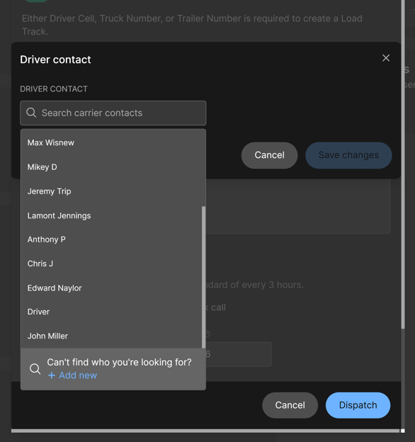 Dispatching a Driver